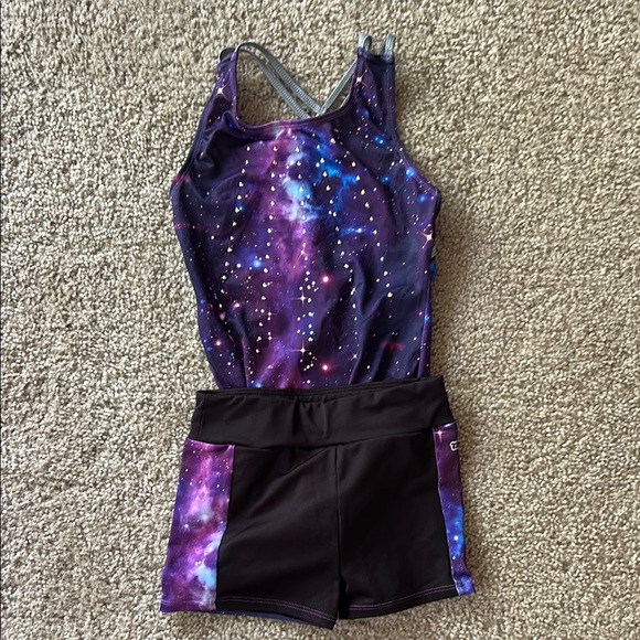 More Than Magic | Costumes | Galaxy Print Athletic Leotard And Shorts ...